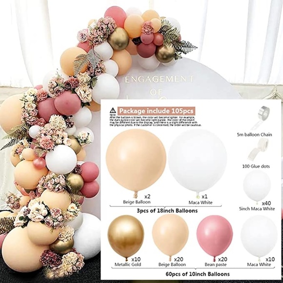 Party Supplies | New 15 Pcs Retro Blush Pink White Gold Balloons ...